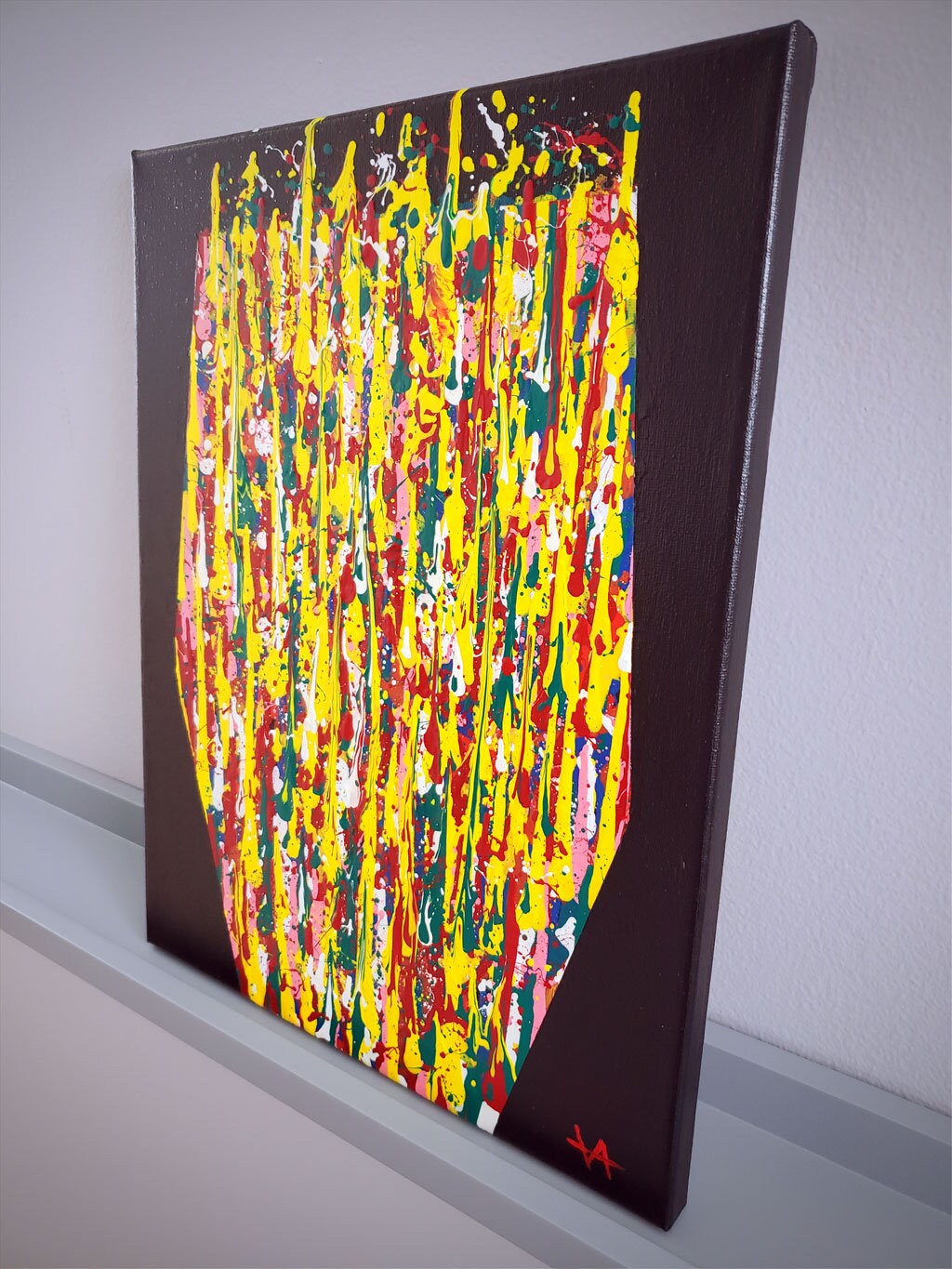 Original Multi-color Abstract Acrylic Drip Painting 11 X 14 bubbly ...