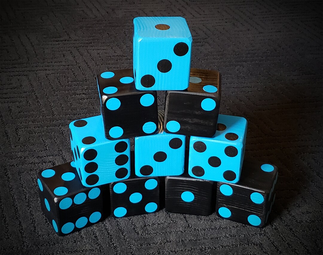Wood Yardzee Jumbo Neon Blue & Black Giant Lawn Yard DICE Yahtzee ...