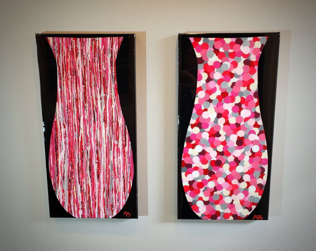 Original Geometrical Abstract Hurricane Glass Acrylic Drip & Dots ...