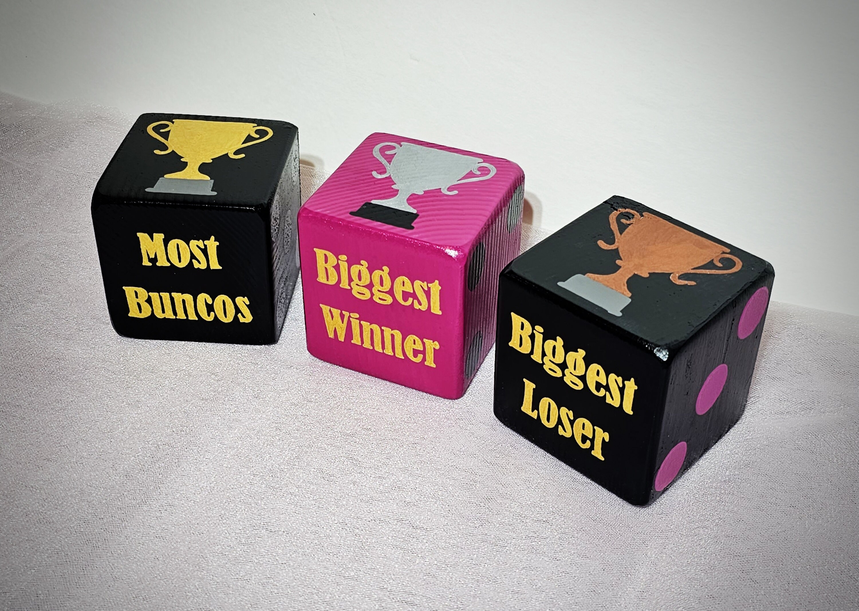 Wood Yardzee BUNCO TROPHY Jumbo Lawn Yard DICE Biggest Winner, Biggest ...