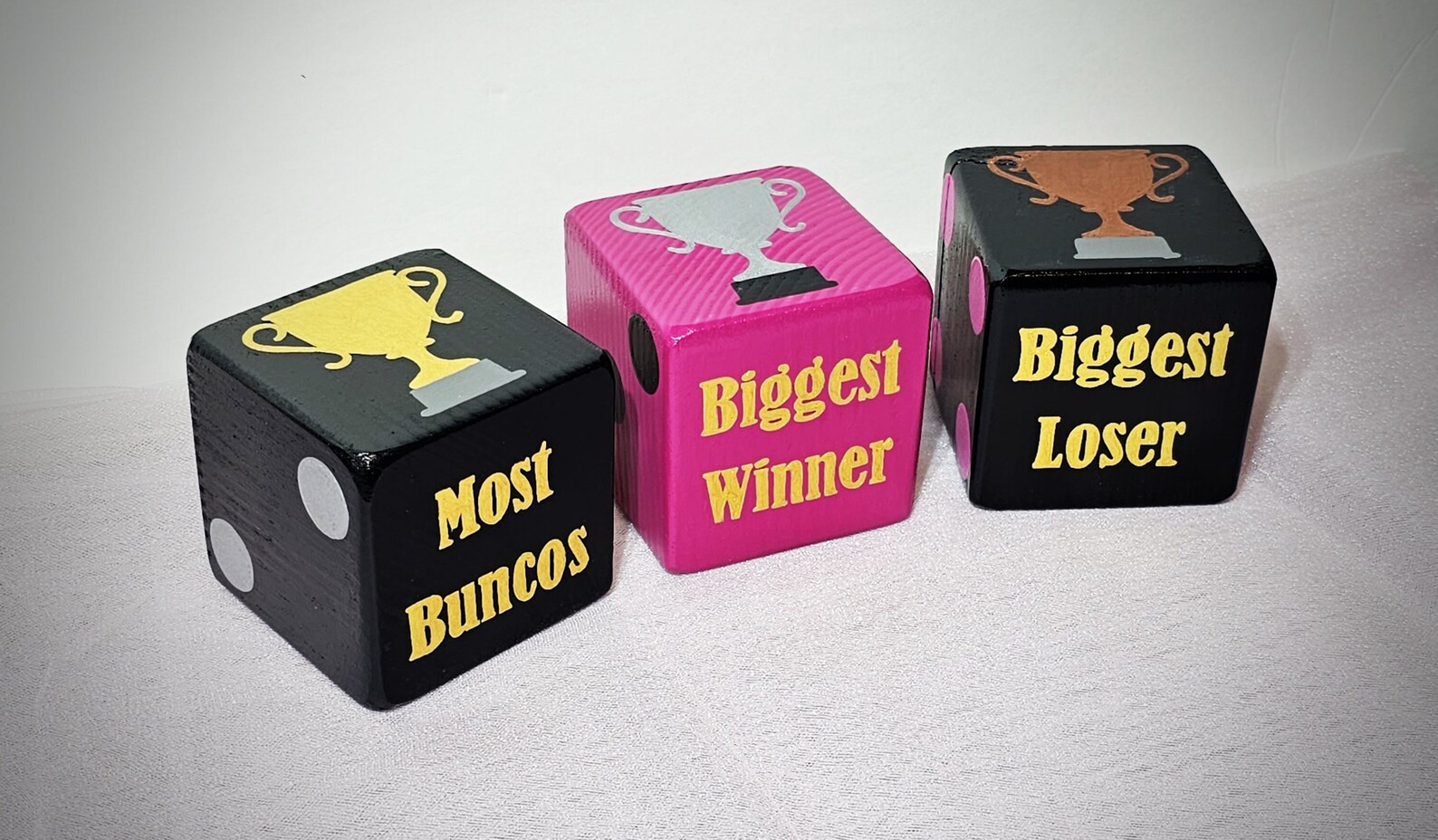 Wood Yardzee BUNCO TROPHY Jumbo Lawn Yard DICE Biggest Winner, Biggest ...