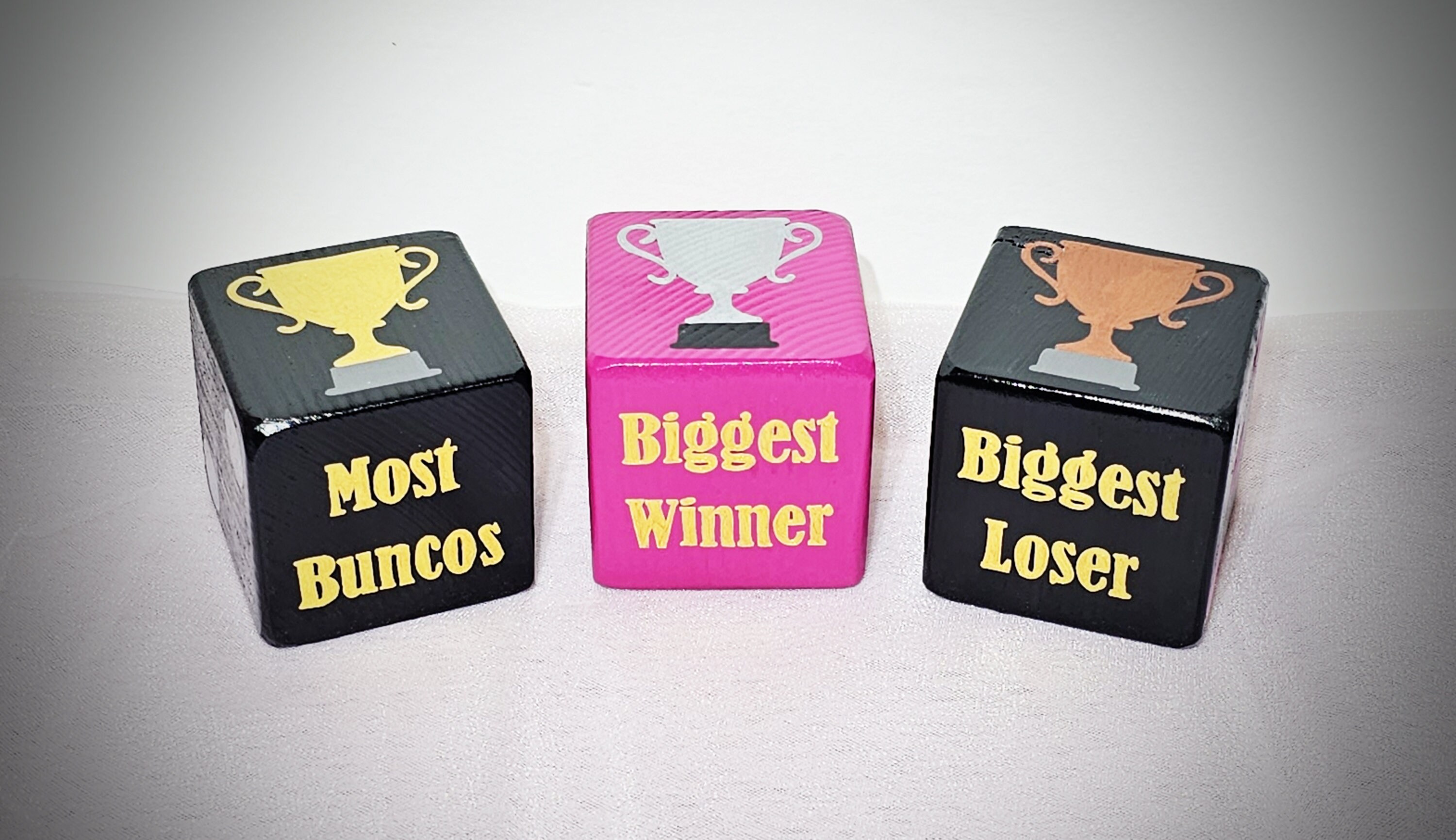 Wood Yardzee BUNCO TROPHY Jumbo Lawn Yard DICE Biggest Winner, Biggest ...