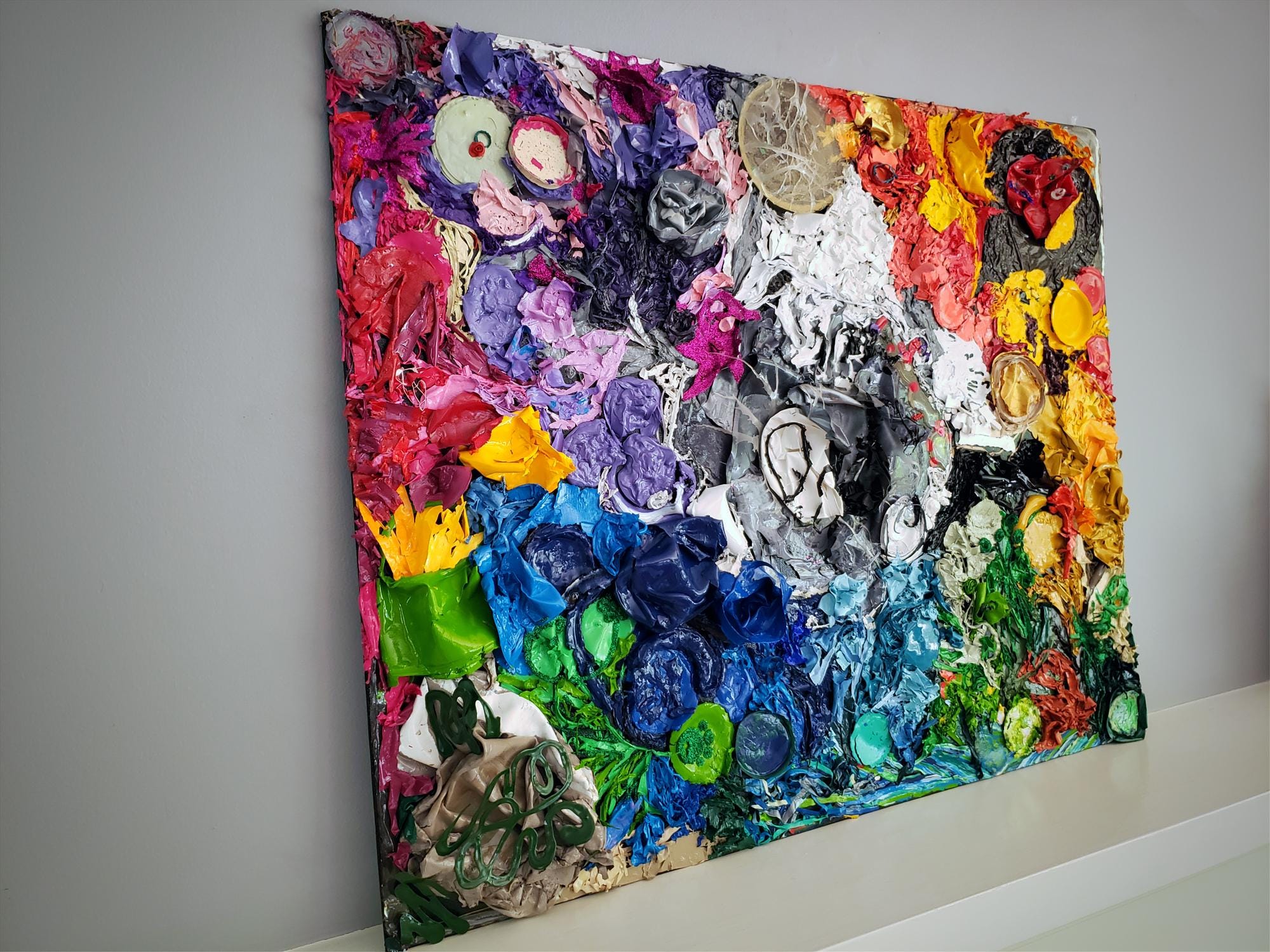 Original Multi-color 3D Abstract Textured Paint Acrylic Painting 24 X ...