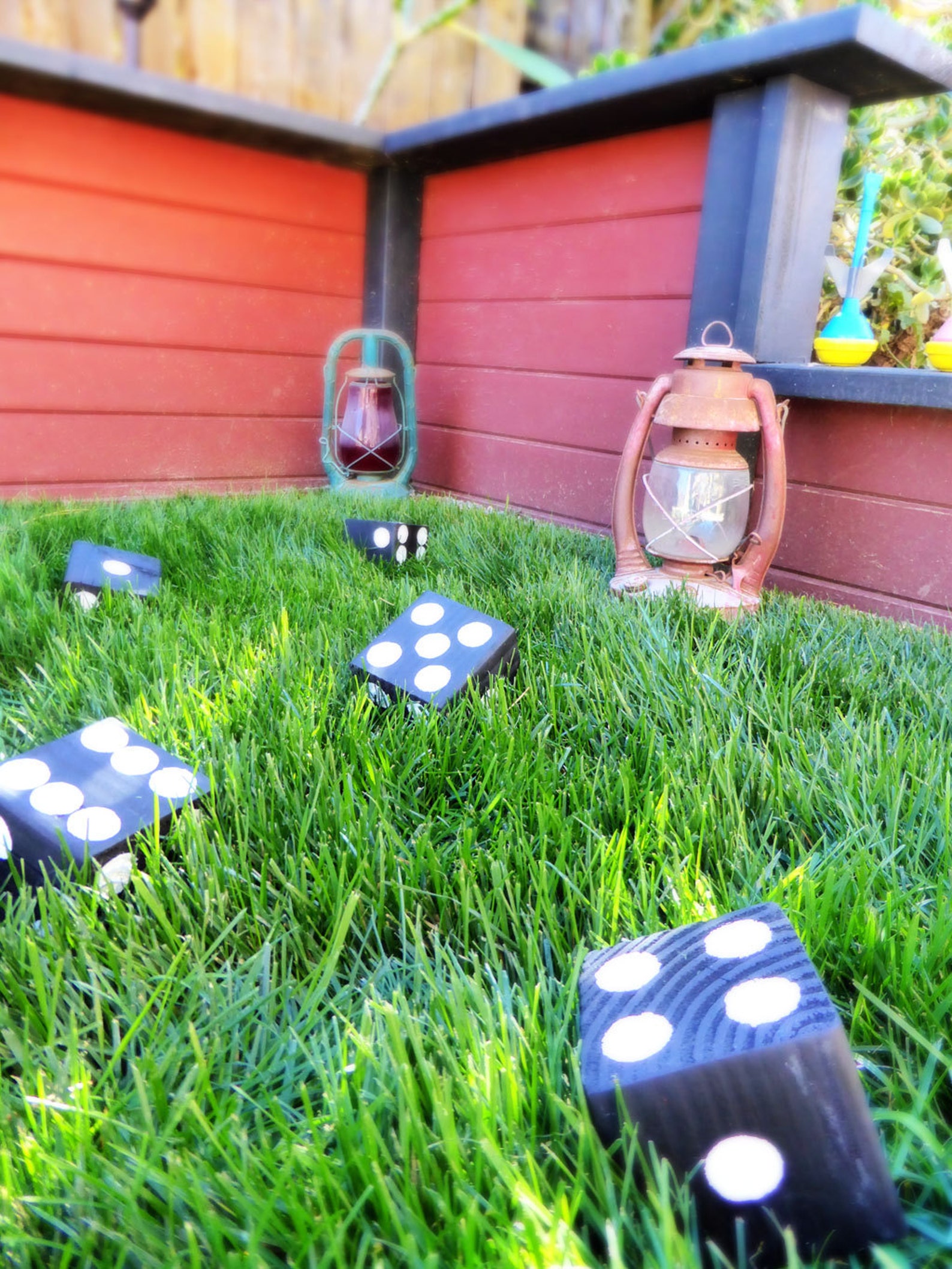 Wood Yardzee Jumbo Black Giant Lawn Yard DICE Yahtzee, Bunco, Home ...