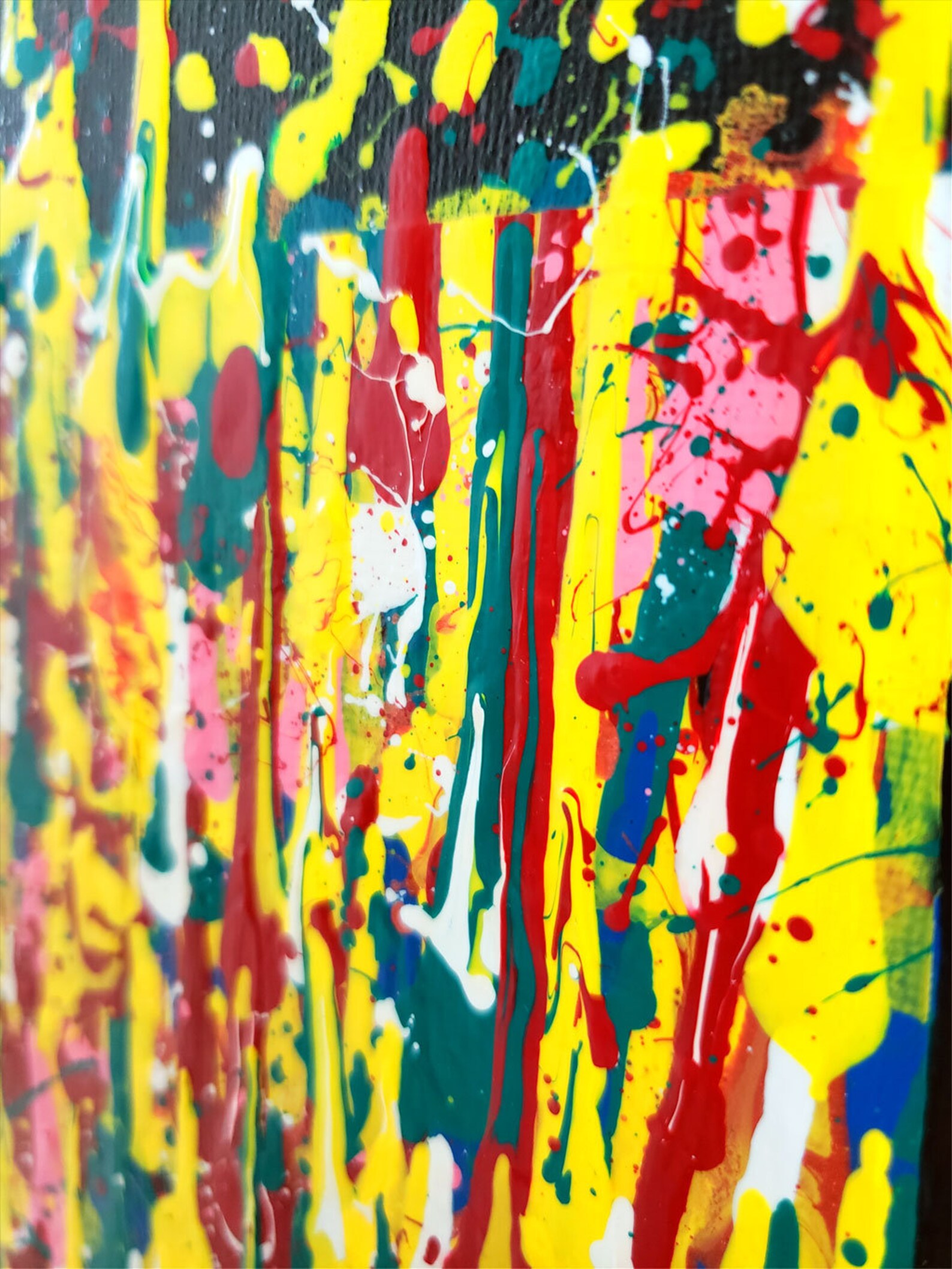 Original Multi-color Abstract Acrylic Drip Painting 11 X 14 bubbly ...