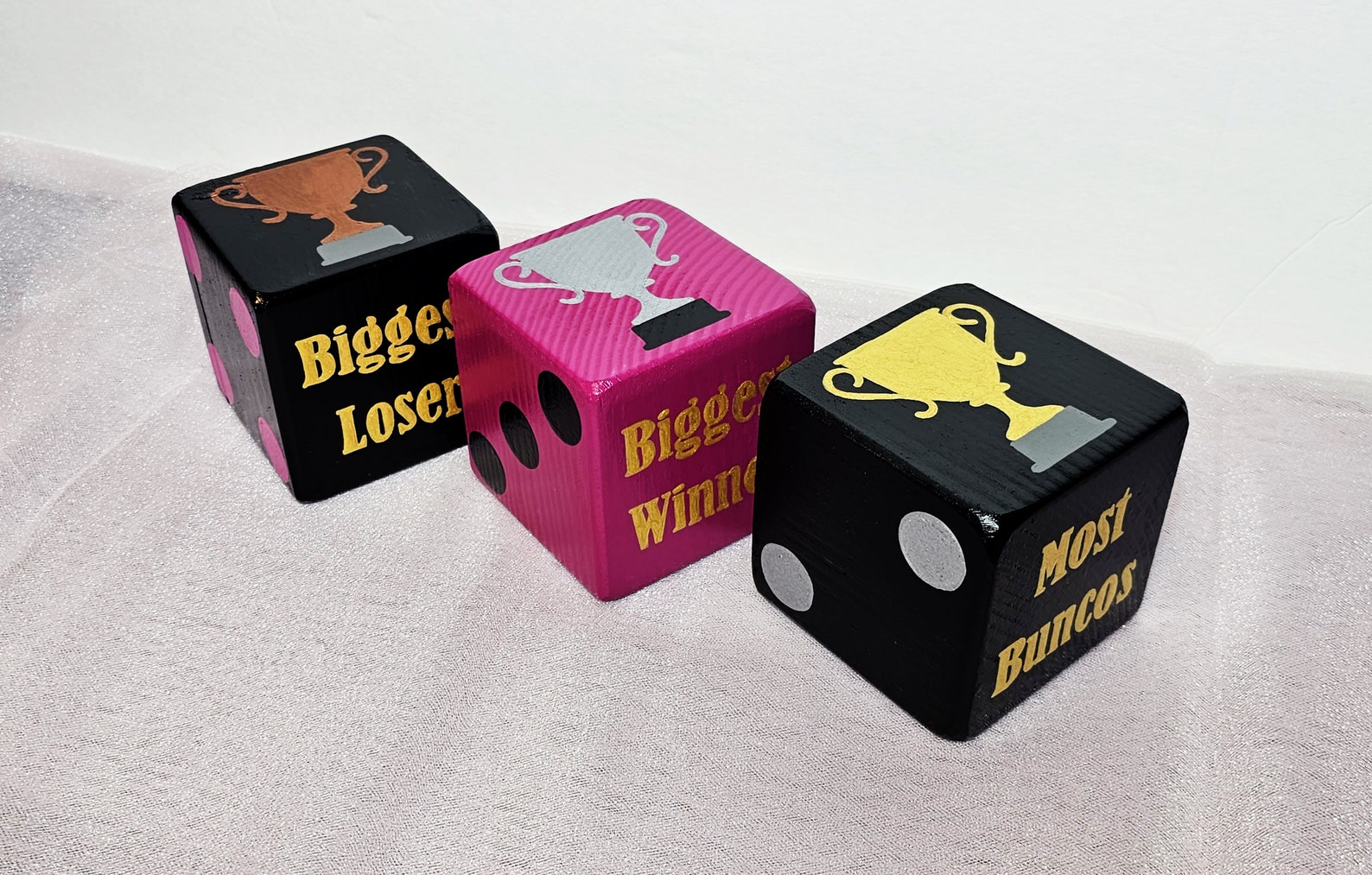 Wood Yardzee BUNCO TROPHY Jumbo Lawn Yard DICE Biggest Winner, Biggest ...