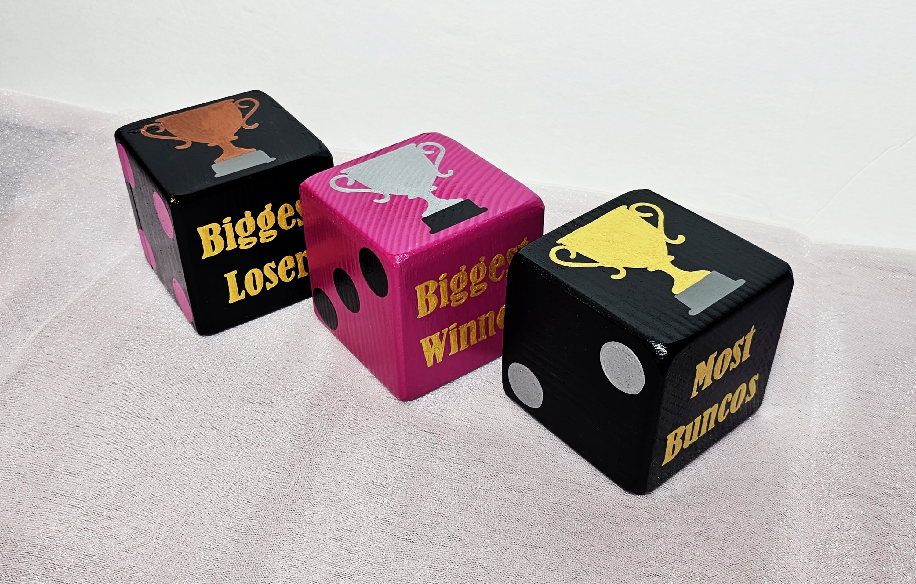 Wood Yardzee BUNCO TROPHY Jumbo Lawn Yard DICE Biggest Winner, Biggest ...