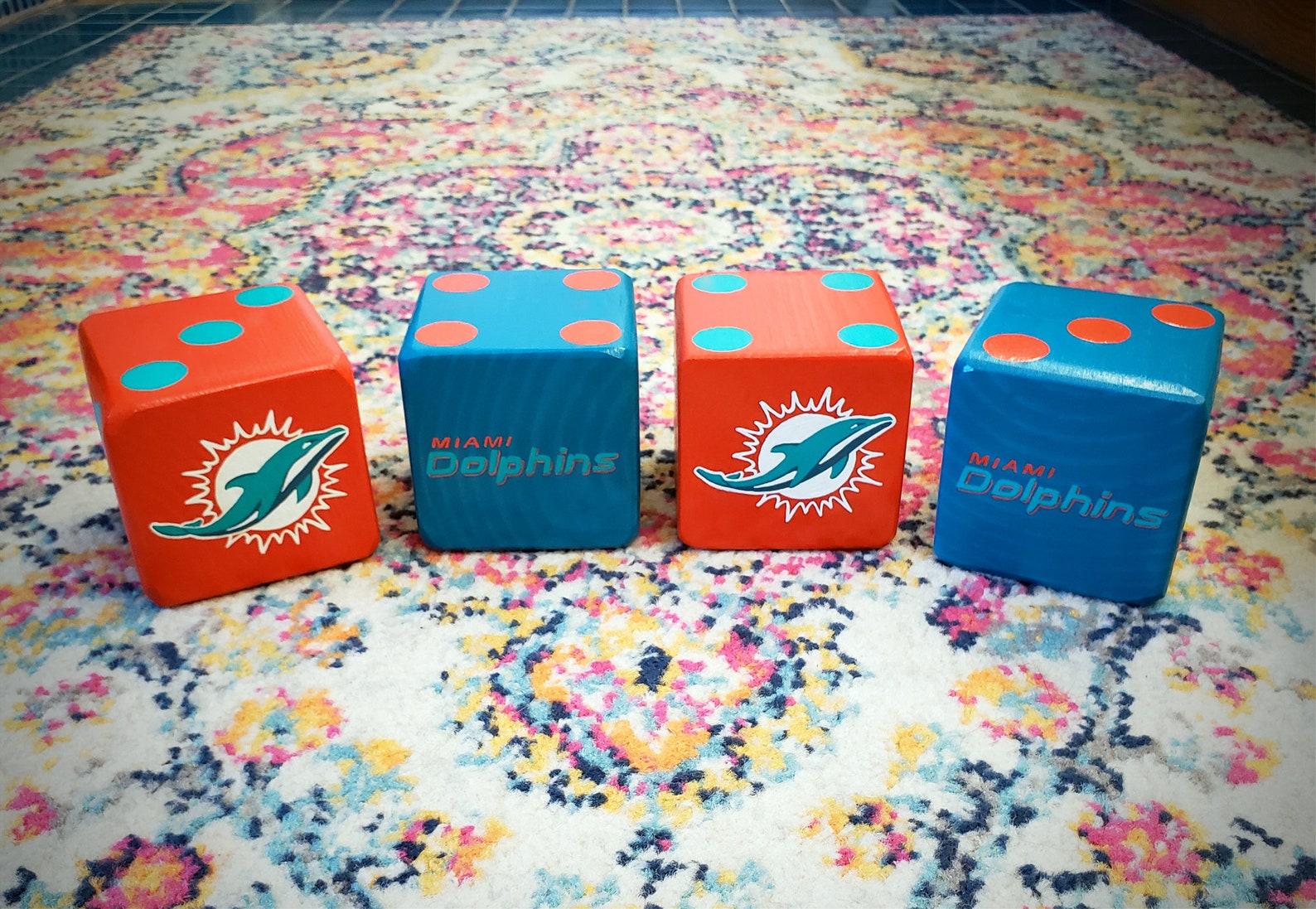 Wood Yardzee Jumbo Miami Dolphins Giant Lawn Yard DICE Yahtzee, Bunco ...