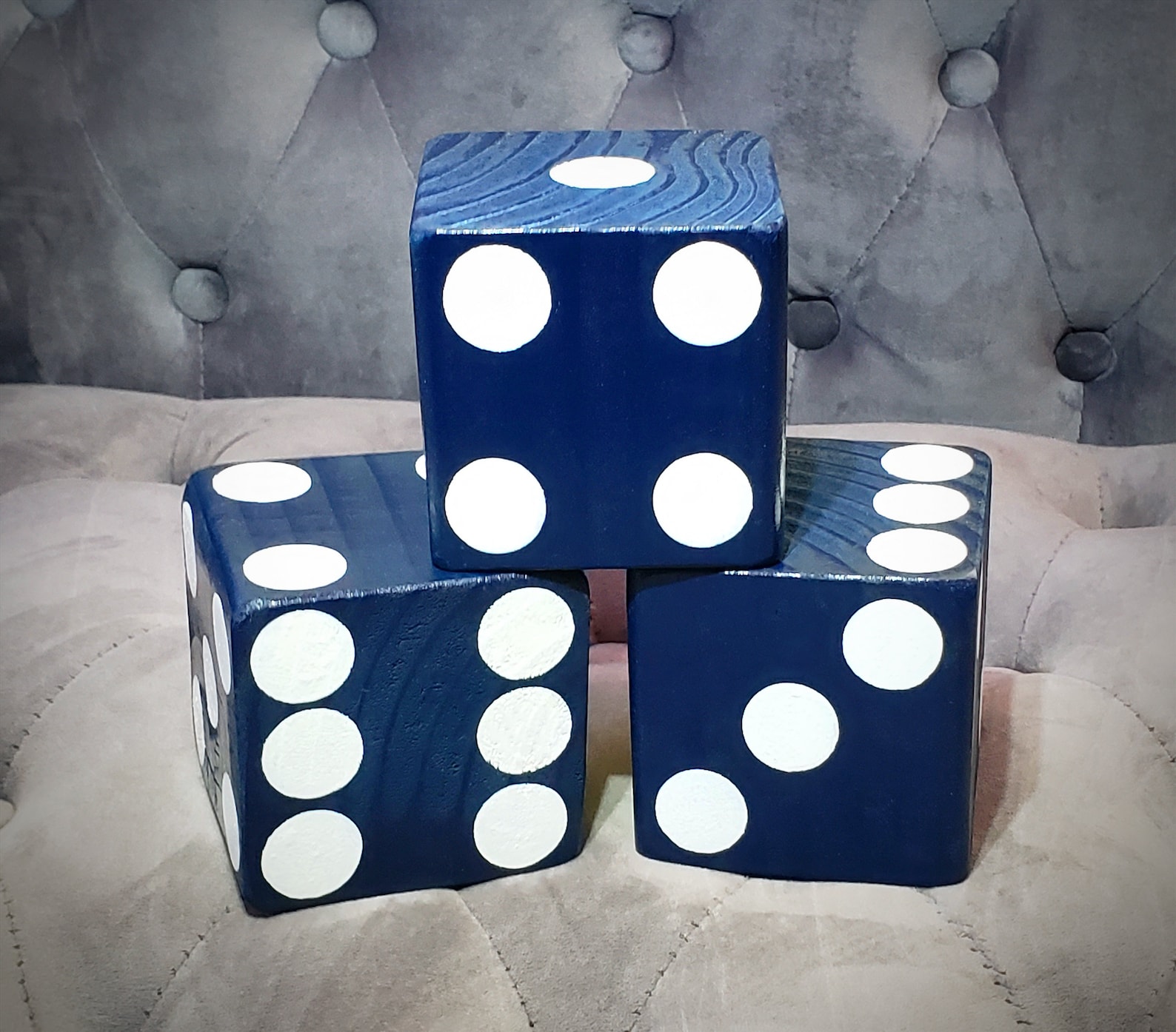 Wood Yardzee Jumbo Kentucky Navy Blue Giant Lawn Yard DICE Yahtzee ...