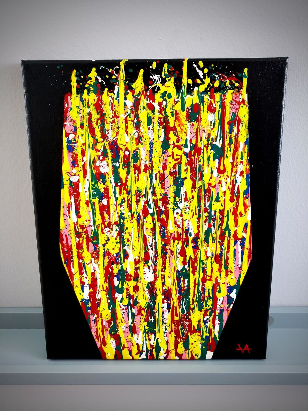 Original Multi-color Abstract Acrylic Drip Painting 11 X 14 bubbly ...