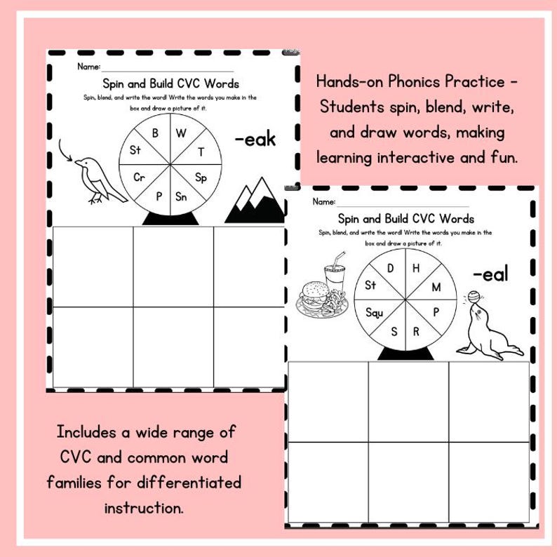Word Families Wheel | CVC Word Families Spinner Activity | Phonics ...