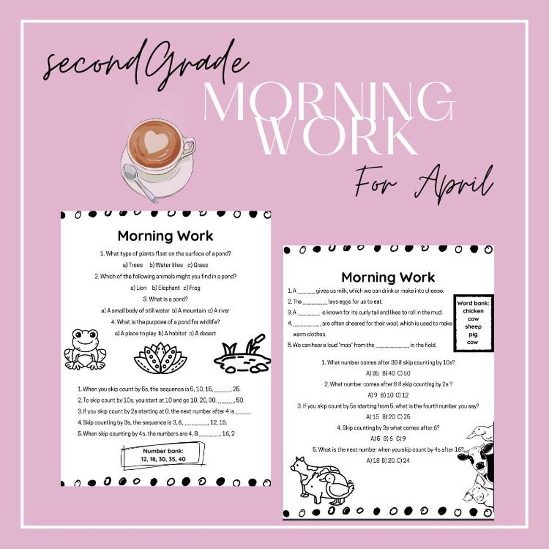 April Morning Work for 2nd Grade | Daily Math & ELA Spiral Review ...