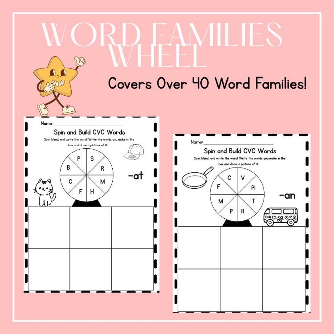 Word Families Wheel | CVC Word Families Spinner Activity | Phonics ...