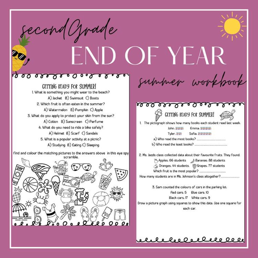 2nd Grade End of Year Summer Packet | Summer Review Workbook | No Prep ...