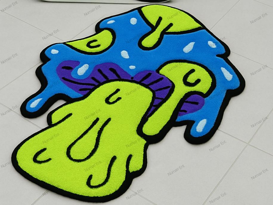 Handmade Trippy Mushroom Rug,dripping Cartoon Style Tufted Rug, Bold ...