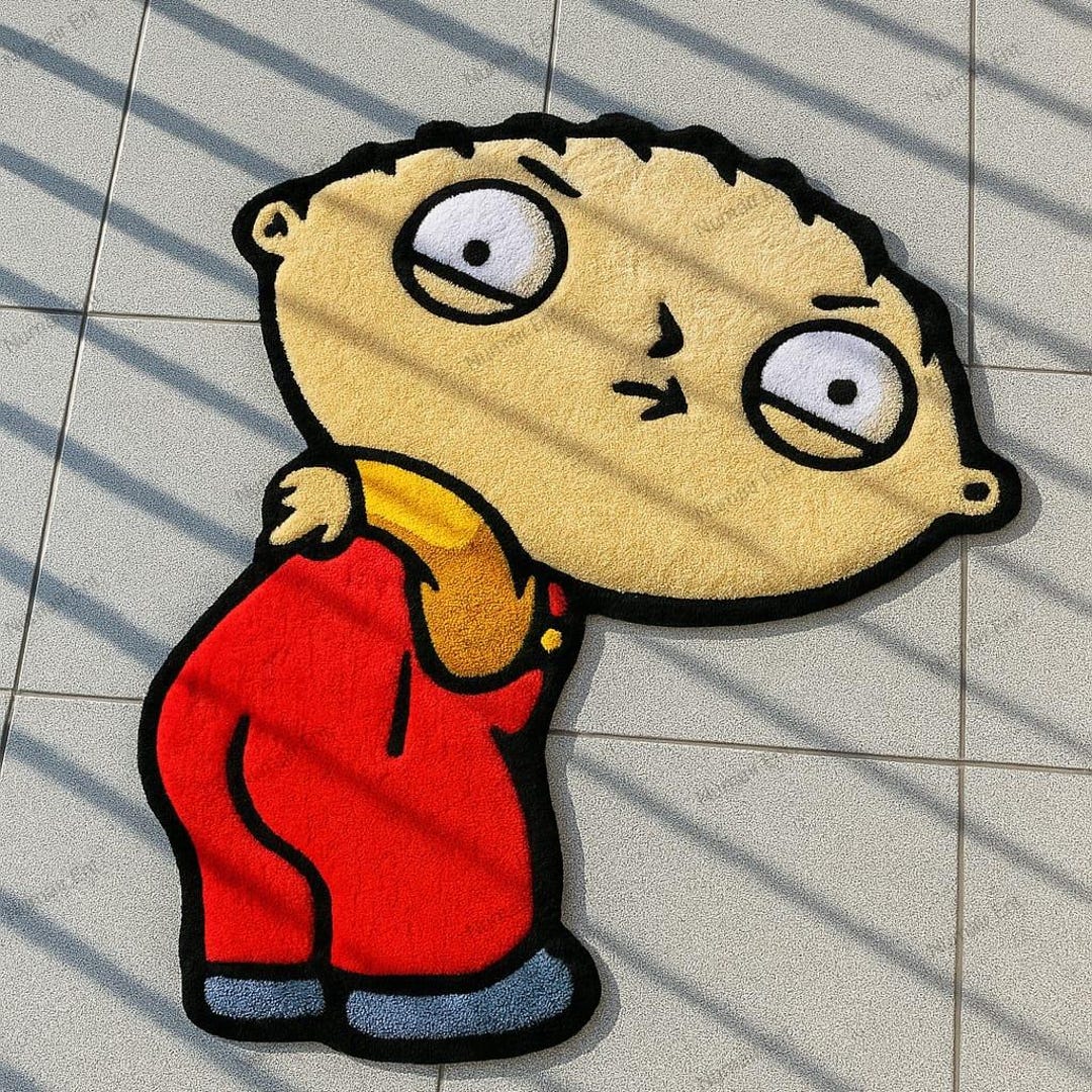 Stewie Griffin Tufted Rug – Cartoon Character Plush Floor Mat, Handmade ...
