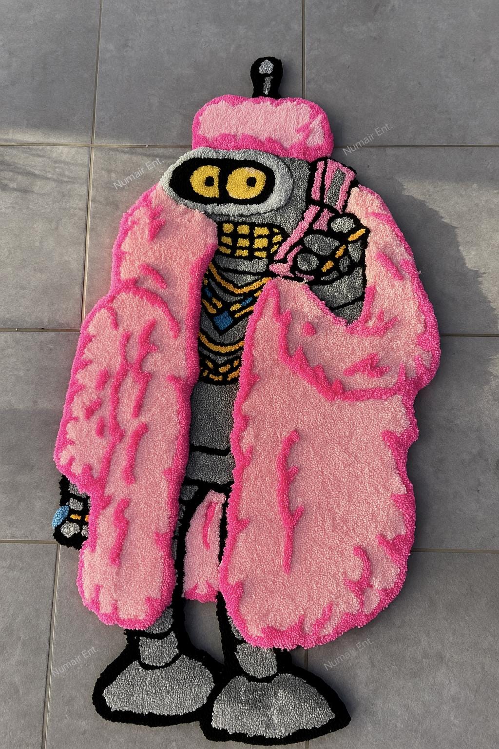 Cool Bender Robot Rug – Bender in Fur Coat 3D Fluffy Handmade Tufted ...