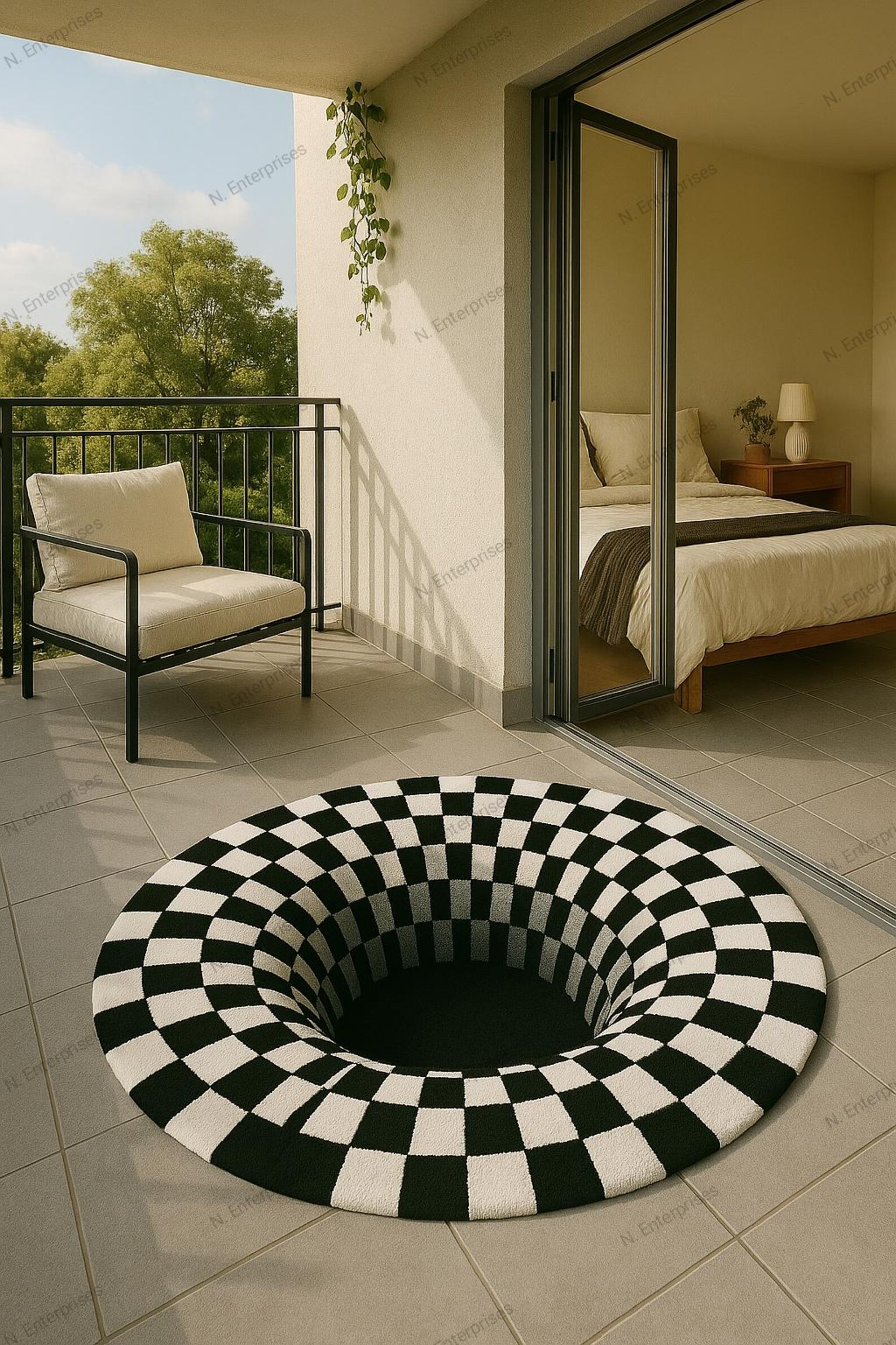 Optical Illusion Hand Made Tufted Rug, Mysterious Rug, Living Room ...