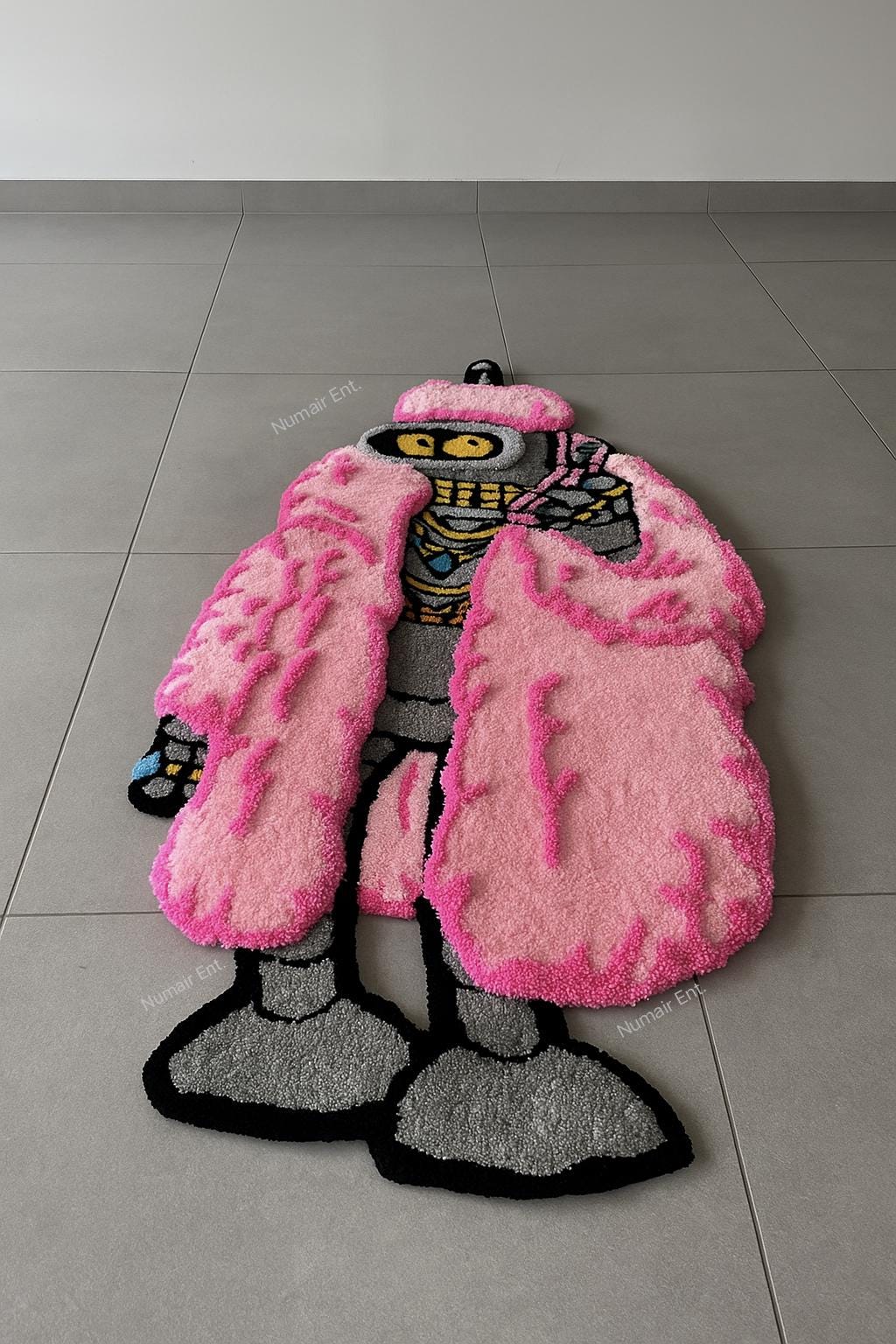 Cool Bender Robot Rug – Bender in Fur Coat 3D Fluffy Handmade Tufted ...