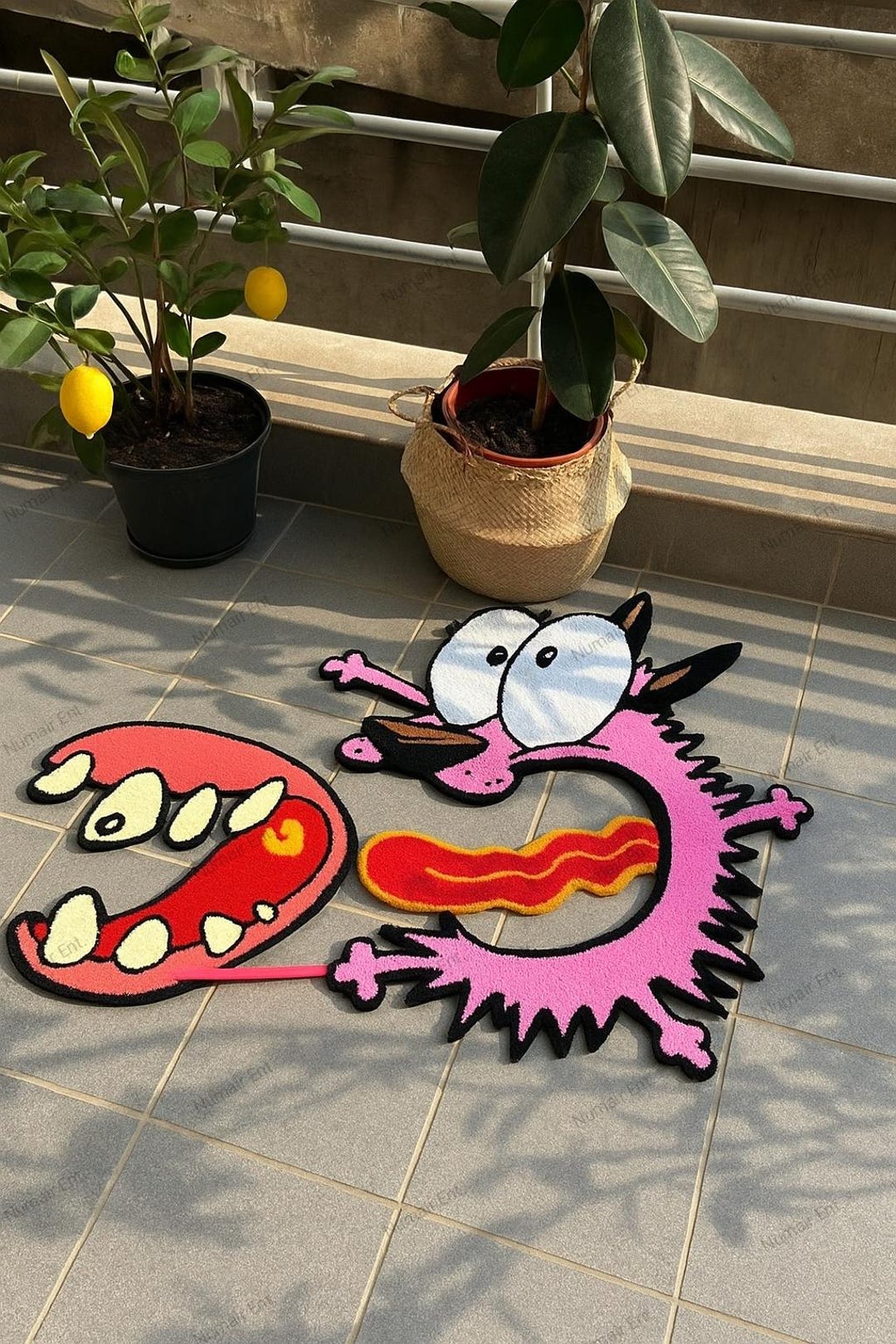 Courage the Cowardly Dog Cartoon Rug – Handmade Tufted Rug Set | Funny ...