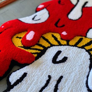 Handmade Trippy Mushroom Rug,dripping Cartoon Style Tufted Rug, Bold ...