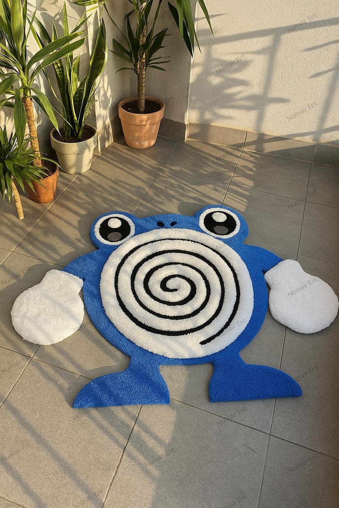 Cute Frog Spiral Tufted Rugs,red & Blue Cartoon Character Rugs for Kids ...