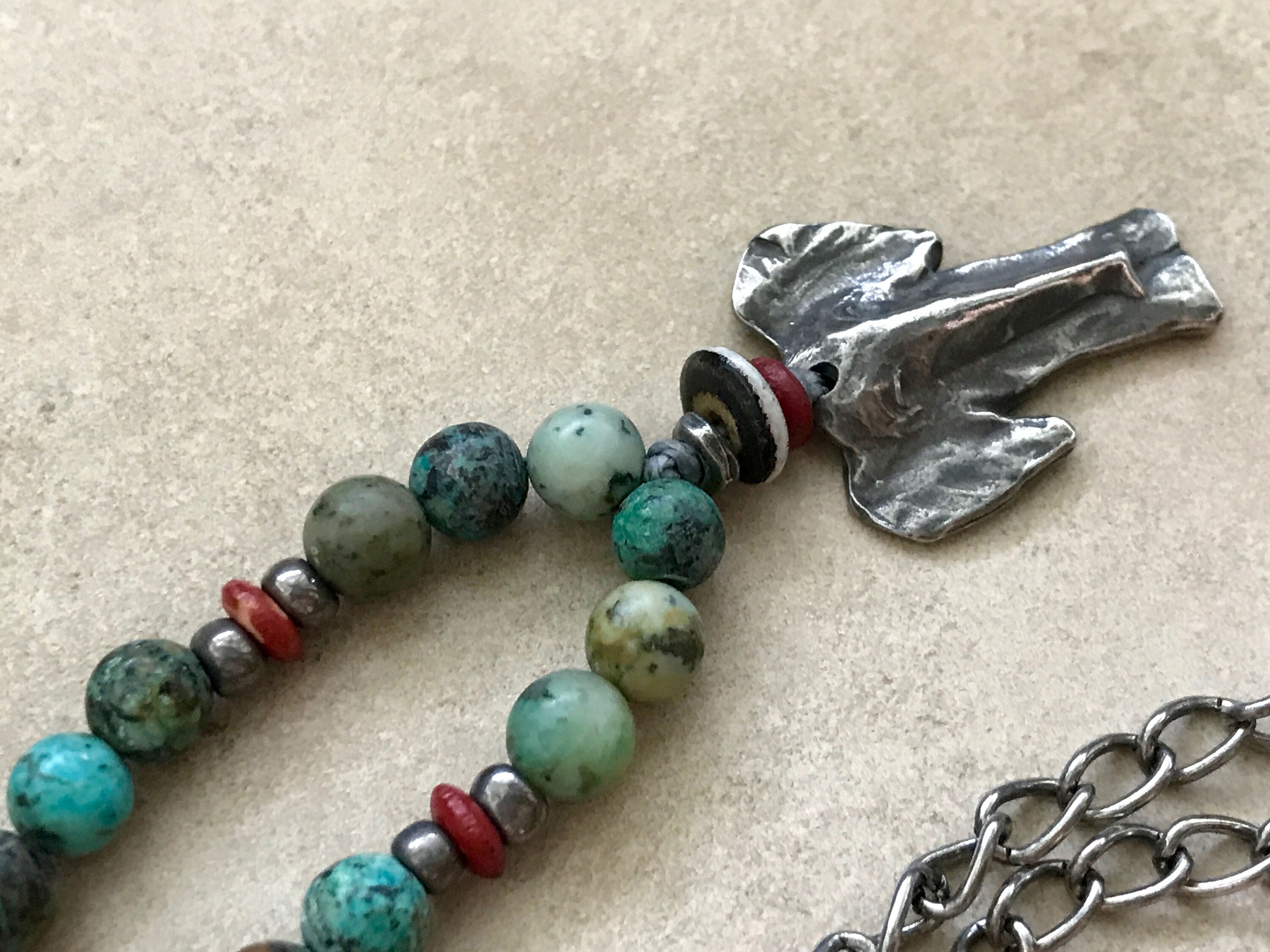 Elephant Pendant Necklace Pewter Art Bead Inviciti Jasper - Etsy