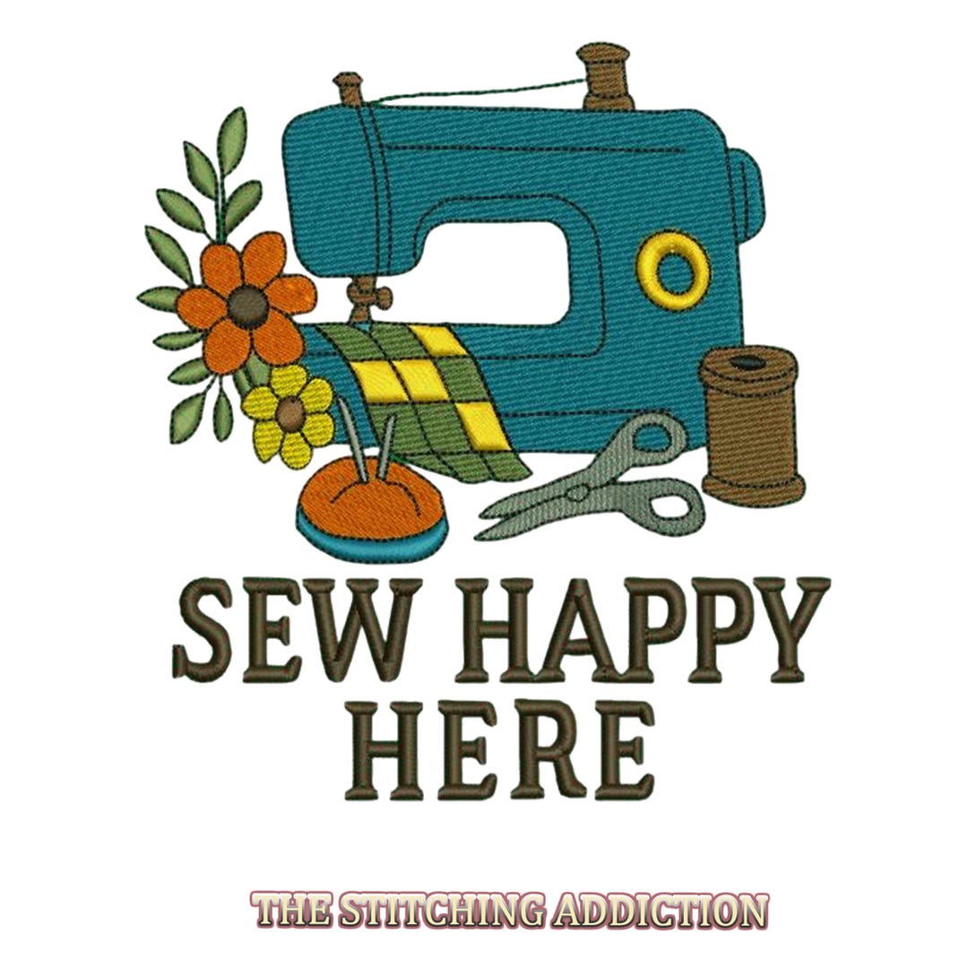 Sew Happy - Embroidery Design - Etsy