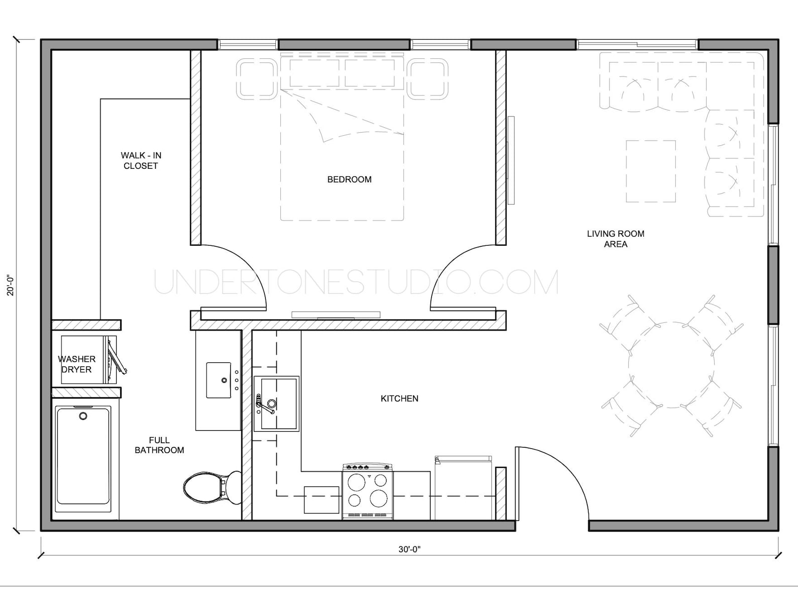 600 Sqft ADU Layout: Model-02, 1 Bed 1 Bath (PDF Download) - Etsy