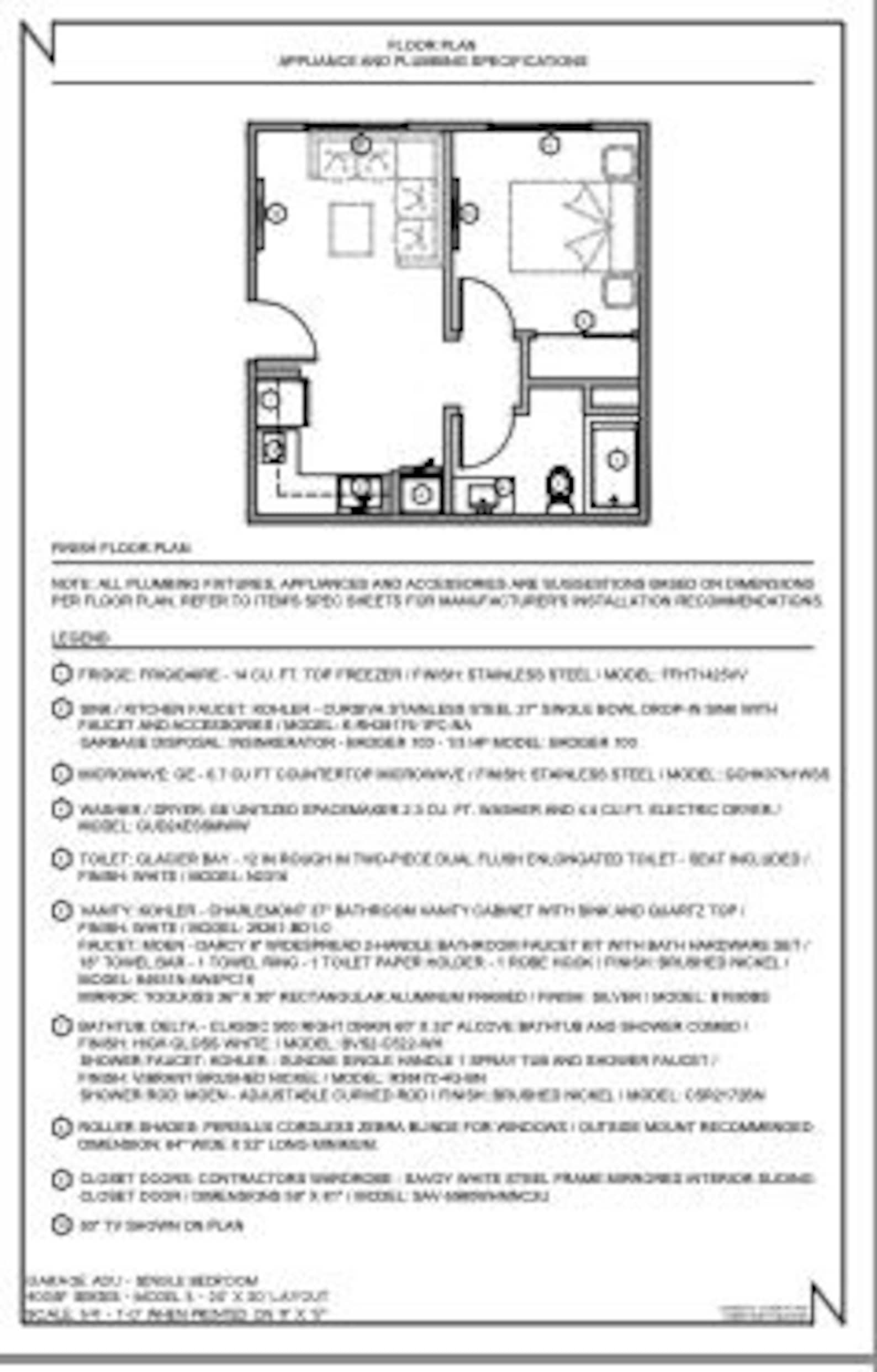 400 Sqft ADU Layout: Model-05, 1 Bed 1 Bath Compact Home Design (PDF ...