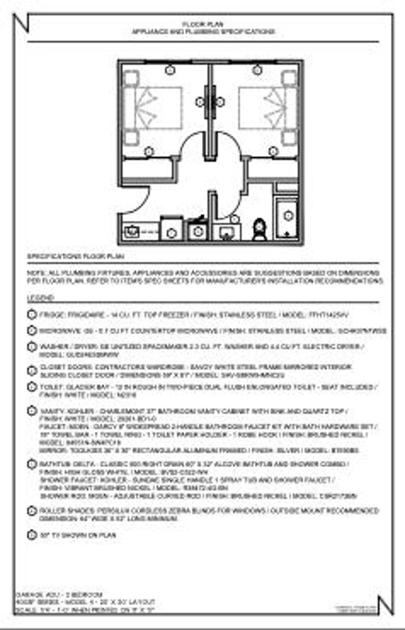 400 Sqft ADU Layout: Model-04, 2 Bed 1 Bath Compact Home Design (PDF ...