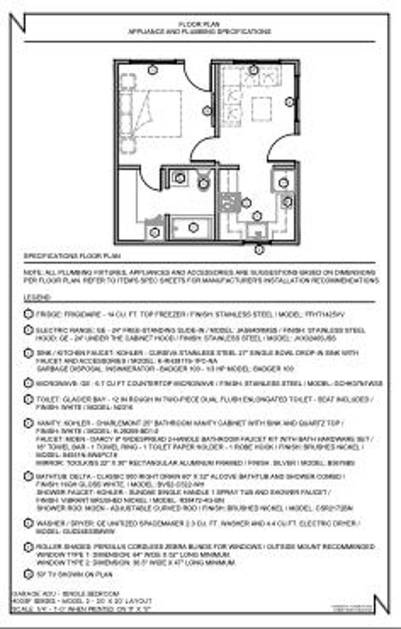 400 Sqft ADU Layout: Model-02, 1 Bed 1 Bath (PDF Download) - Etsy