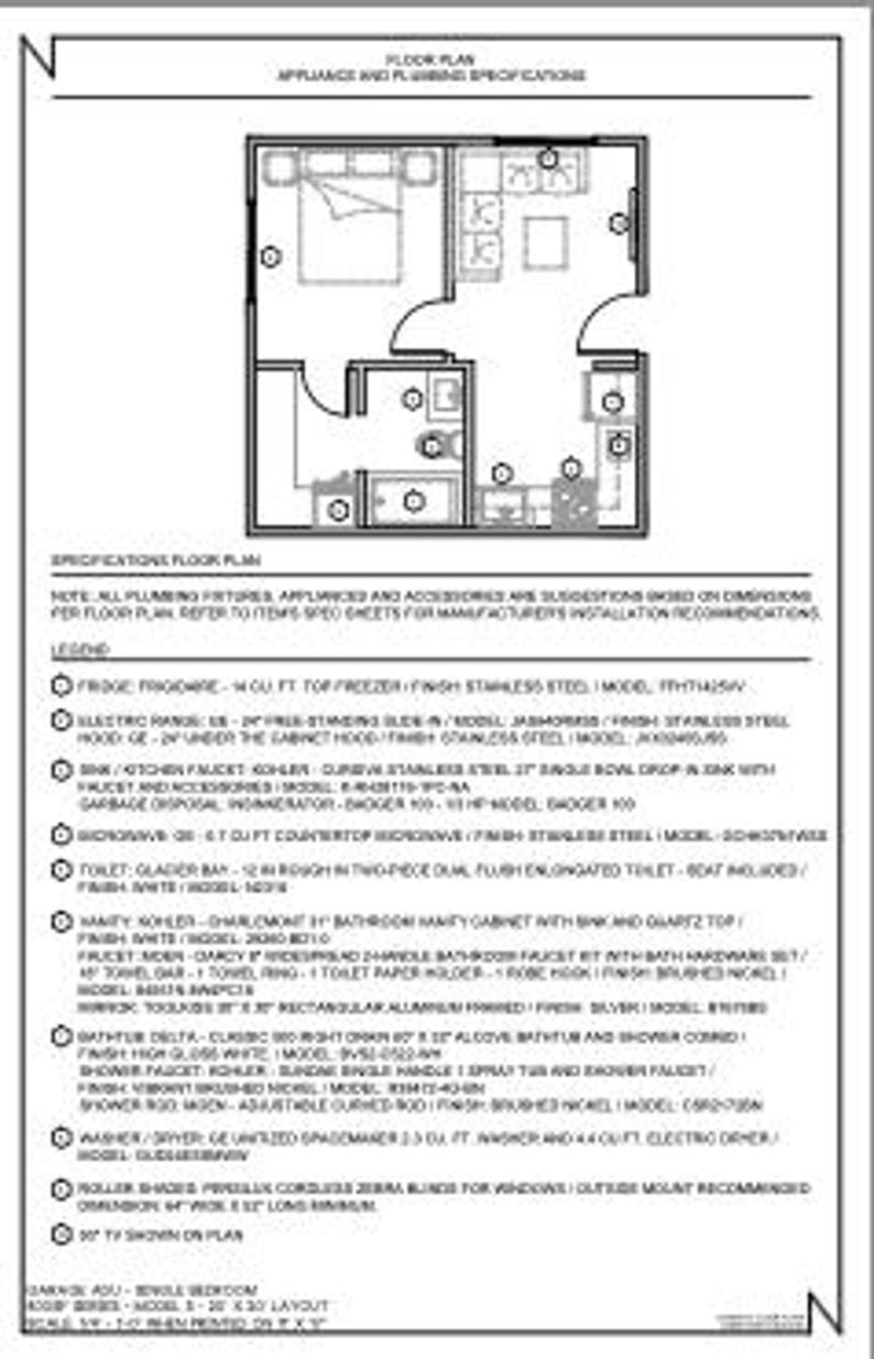 400 Sqft ADU Layout Model-03: 1 Bed 1 Bath Compact Home Design (PDF ...