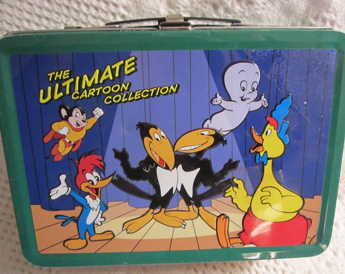 Vintage OLD CARTOON Tin Container Lunch Box Mighty Mouse Woody ...