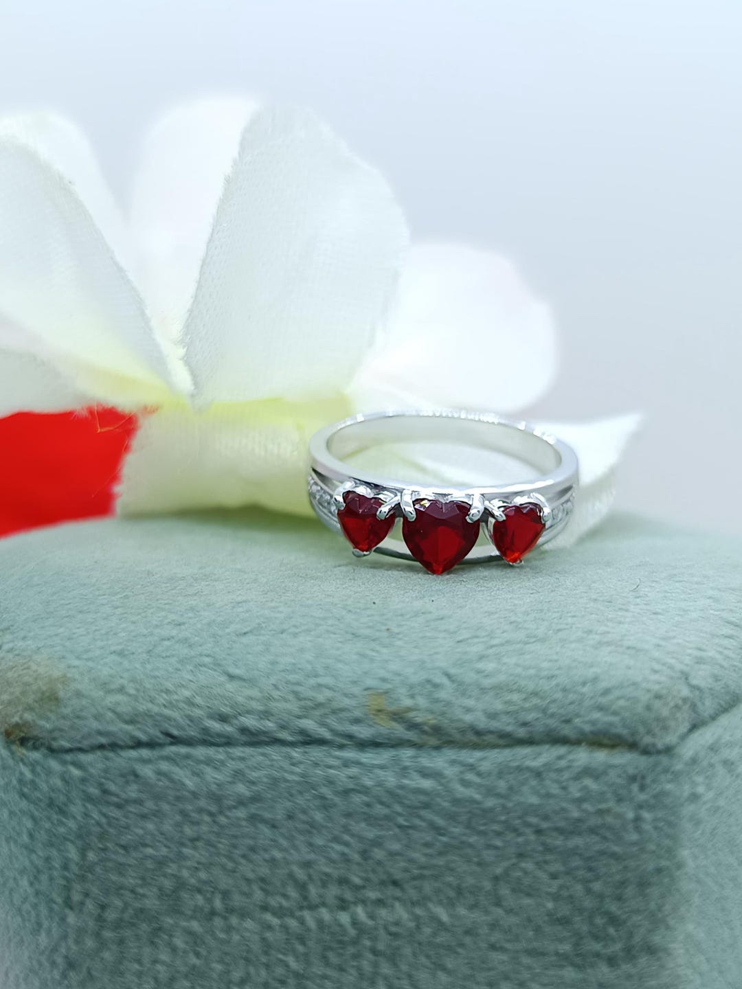 5mm Heart Cut Ruby Engagement Ring Red Heart Shape Diamond Ring ...