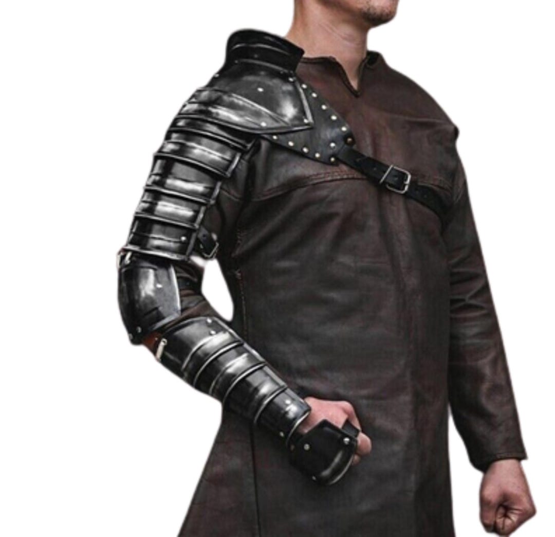 Medieval Single Hand Forearm Pauldron Metal Sleeve Shoulder Steel ...