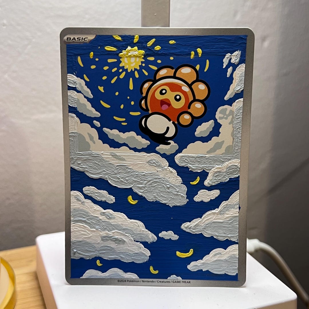 Handpainted Castform Sunny Form Pokemon Card, Painted Castform Sunny ...