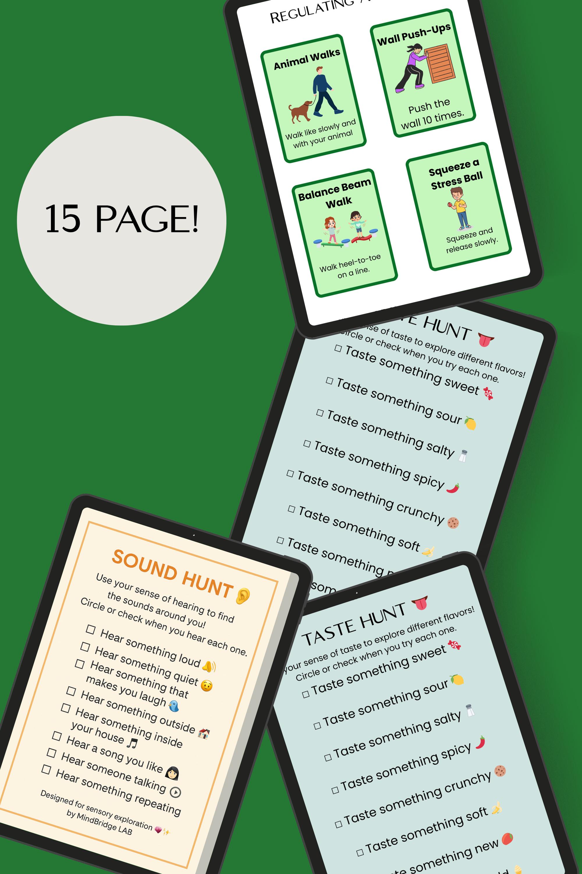 Sensory Regulation Printable Pack 5 Senses Scavenger Hunt & Sensory ...