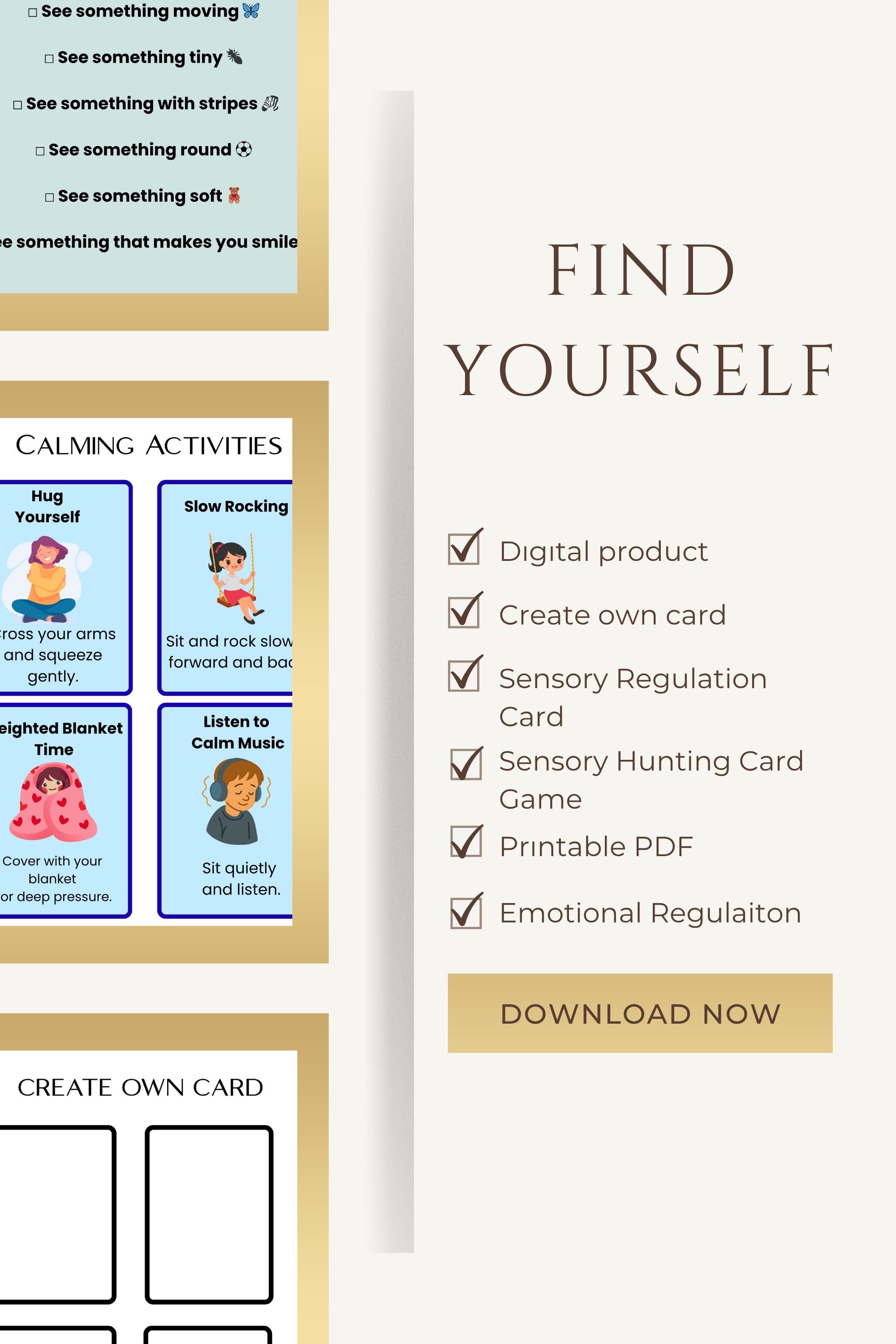 Sensory Regulation Printable Pack 5 Senses Scavenger Hunt & Sensory ...