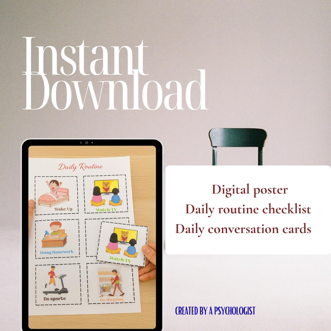 Kids Daily Routine Chart: Visual Schedule Flashcards (printable Digital ...