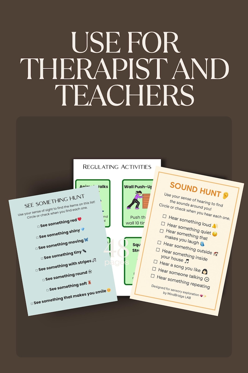 Sensory Regulation Printable Pack 5 Senses Scavenger Hunt & Sensory ...