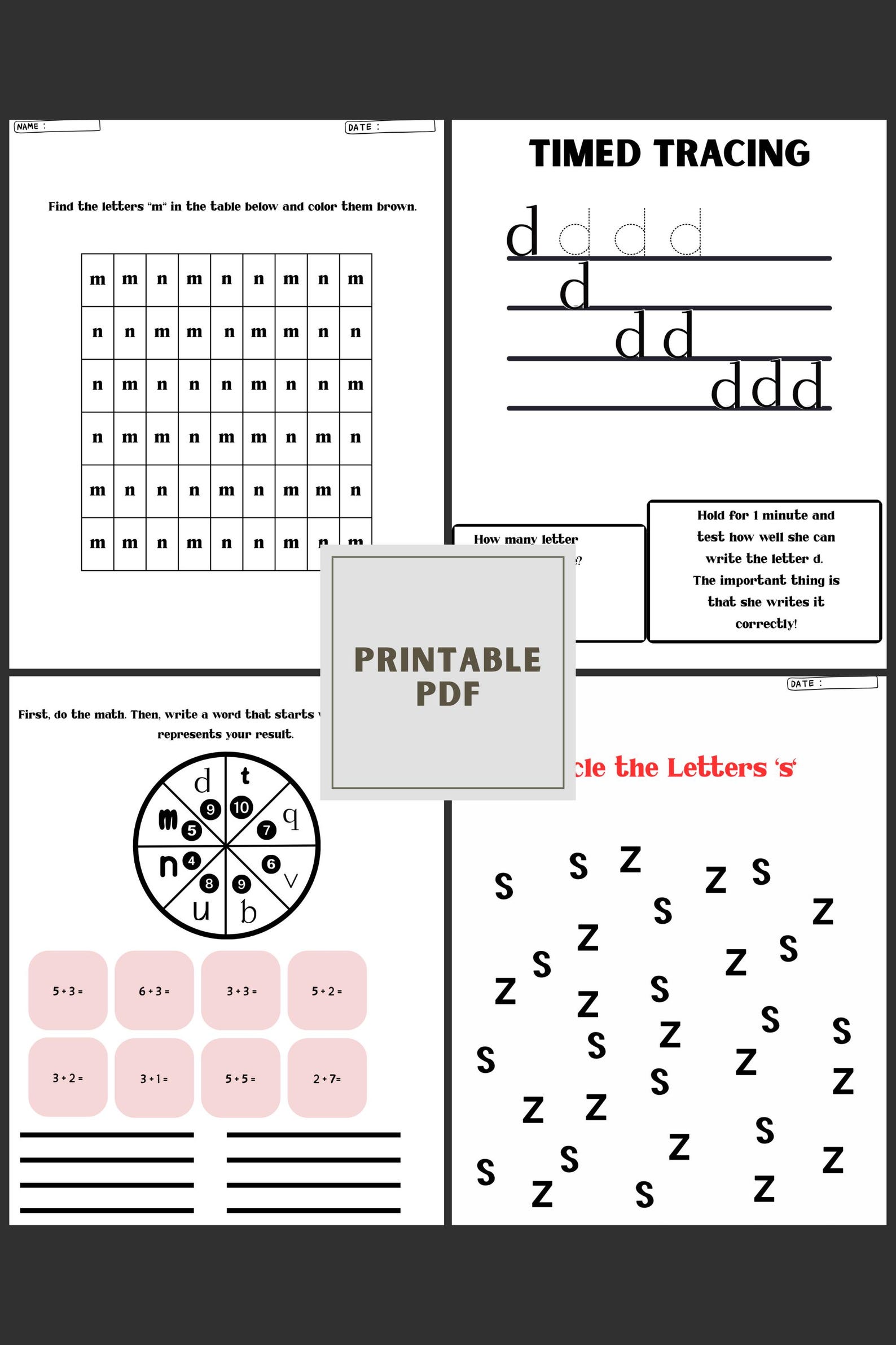 Dyslexia Printable Learning Set Letter Tracing, Matching Games and ...