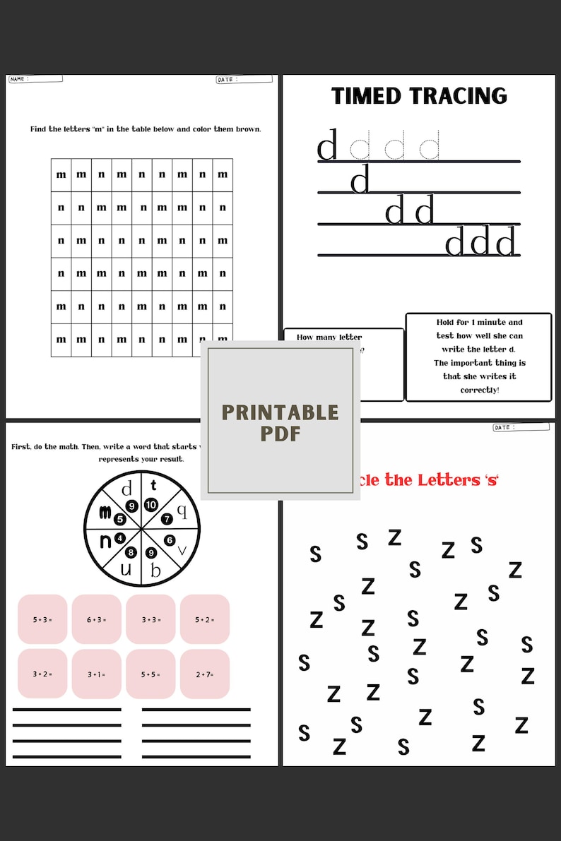 Dyslexia Printable Learning Set Letter Tracing, Matching Games and ...