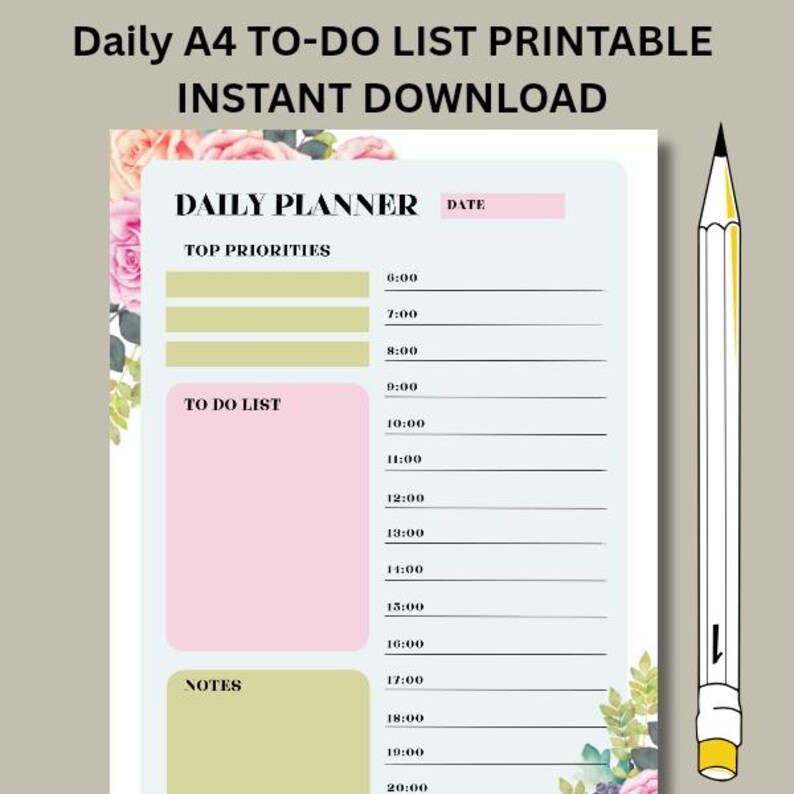Printable Daily to Do List Template, Minimal Daily Planner PDF, A4 A5 ...
