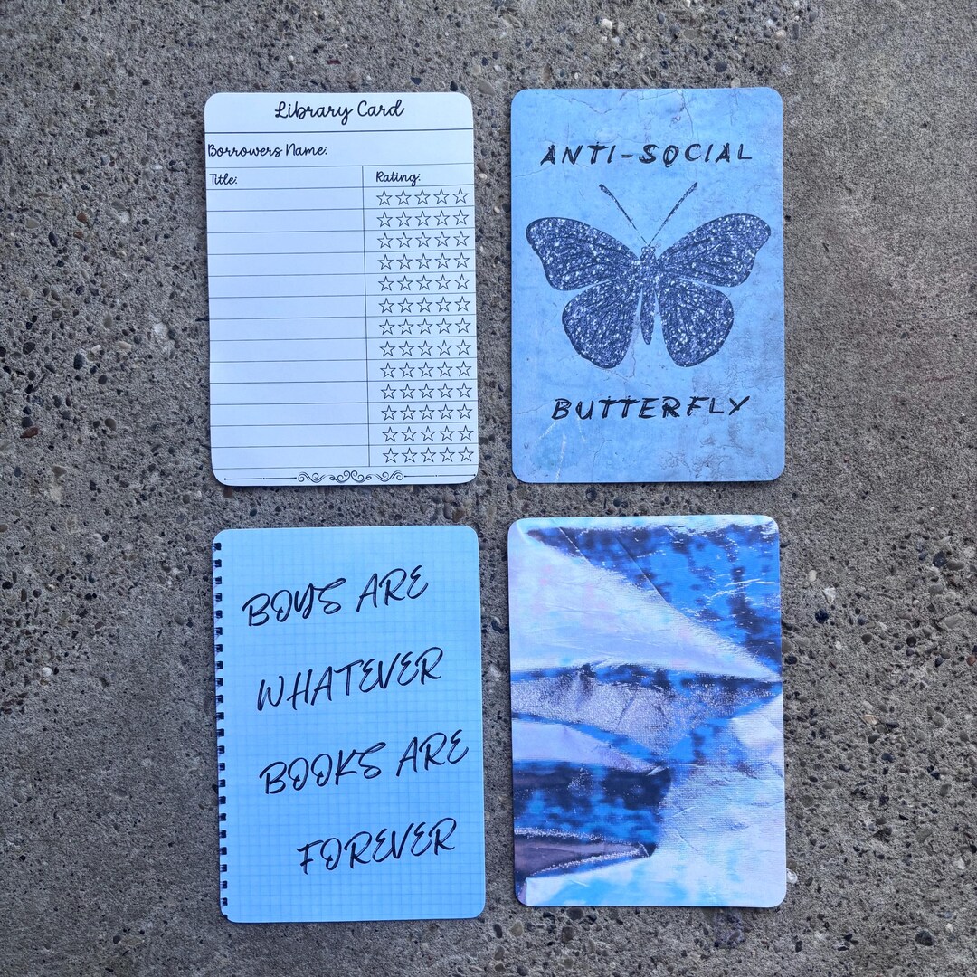 Kindle Insert: Library Card Pattern, Notebook Page, Blue - Etsy