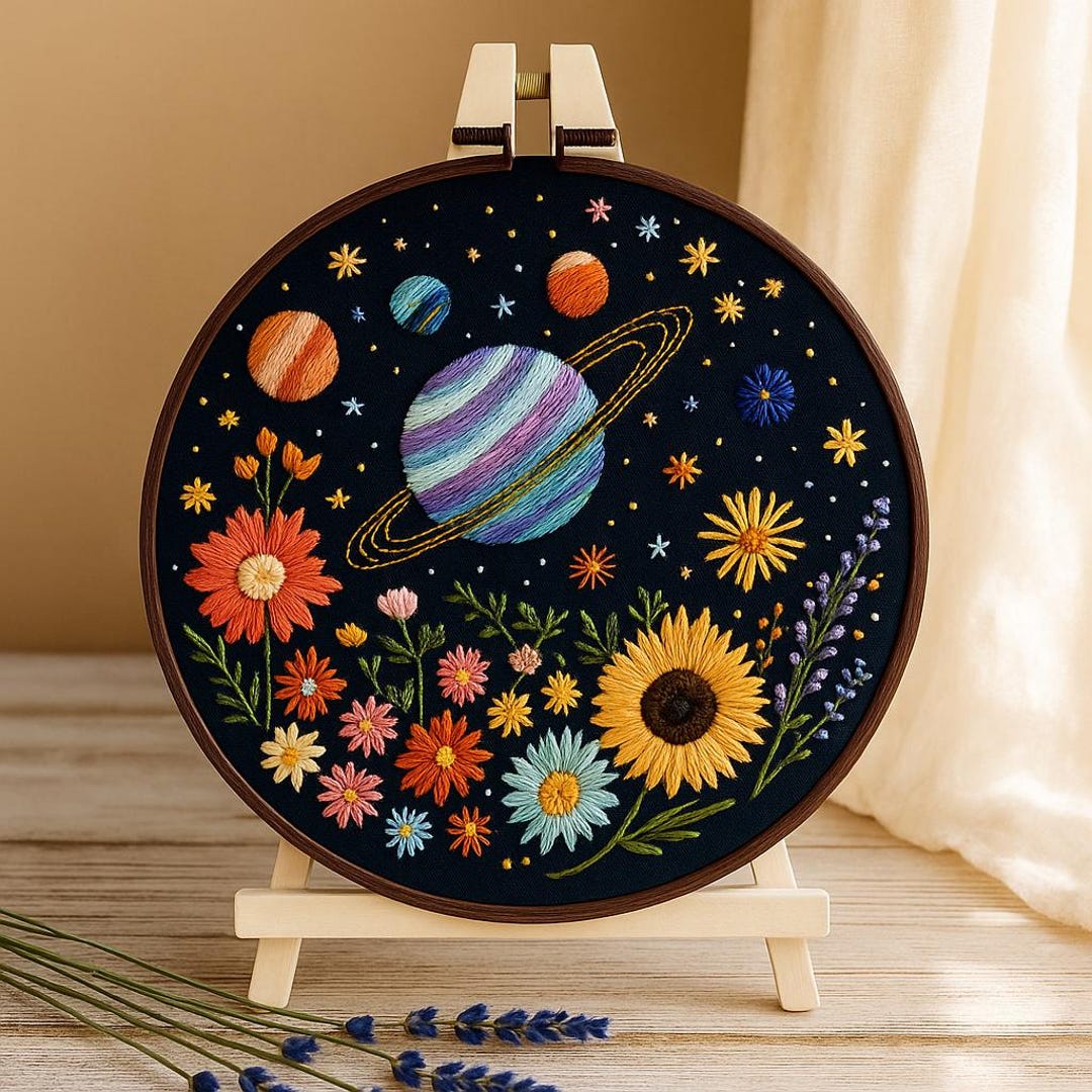 Flower Solar System Embroidery Kit: Beginner DIY Space Craft - Etsy