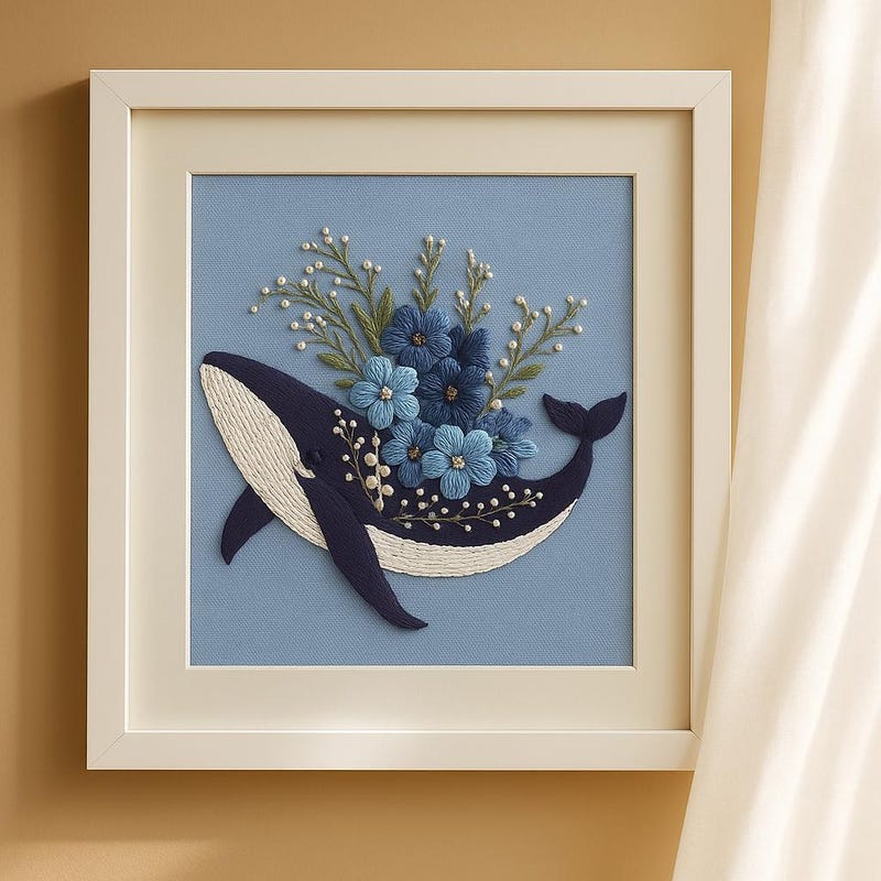 Whale Embroidery - Etsy
