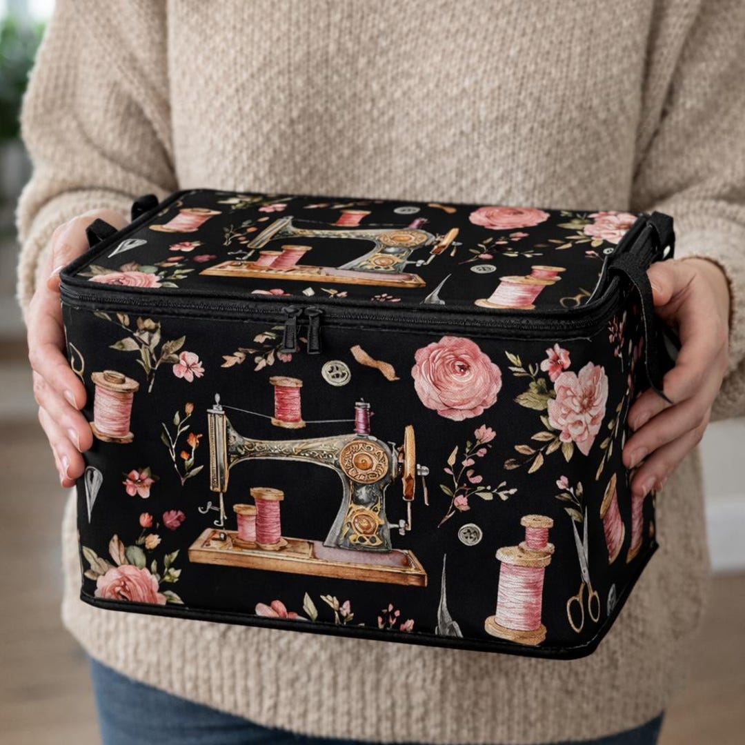 Floral Sewing Organizer Box, Fabric Sewing Storage Case, Quilting ...