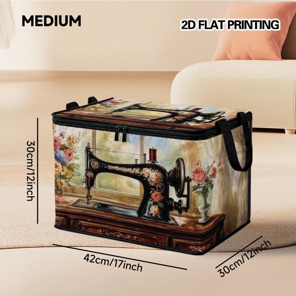 Fabric Sewing Organizer Bag With Vintage Sewing Machine Print, Fabric ...
