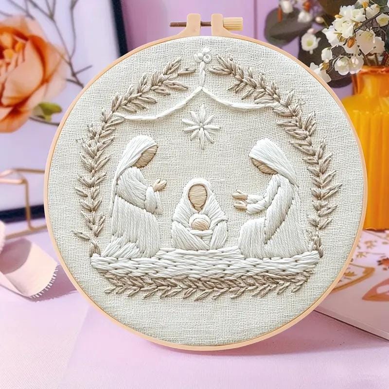 Christmas Nativity Embroidery Kit: Beginner Needlework, Holiday Decor - Etsy